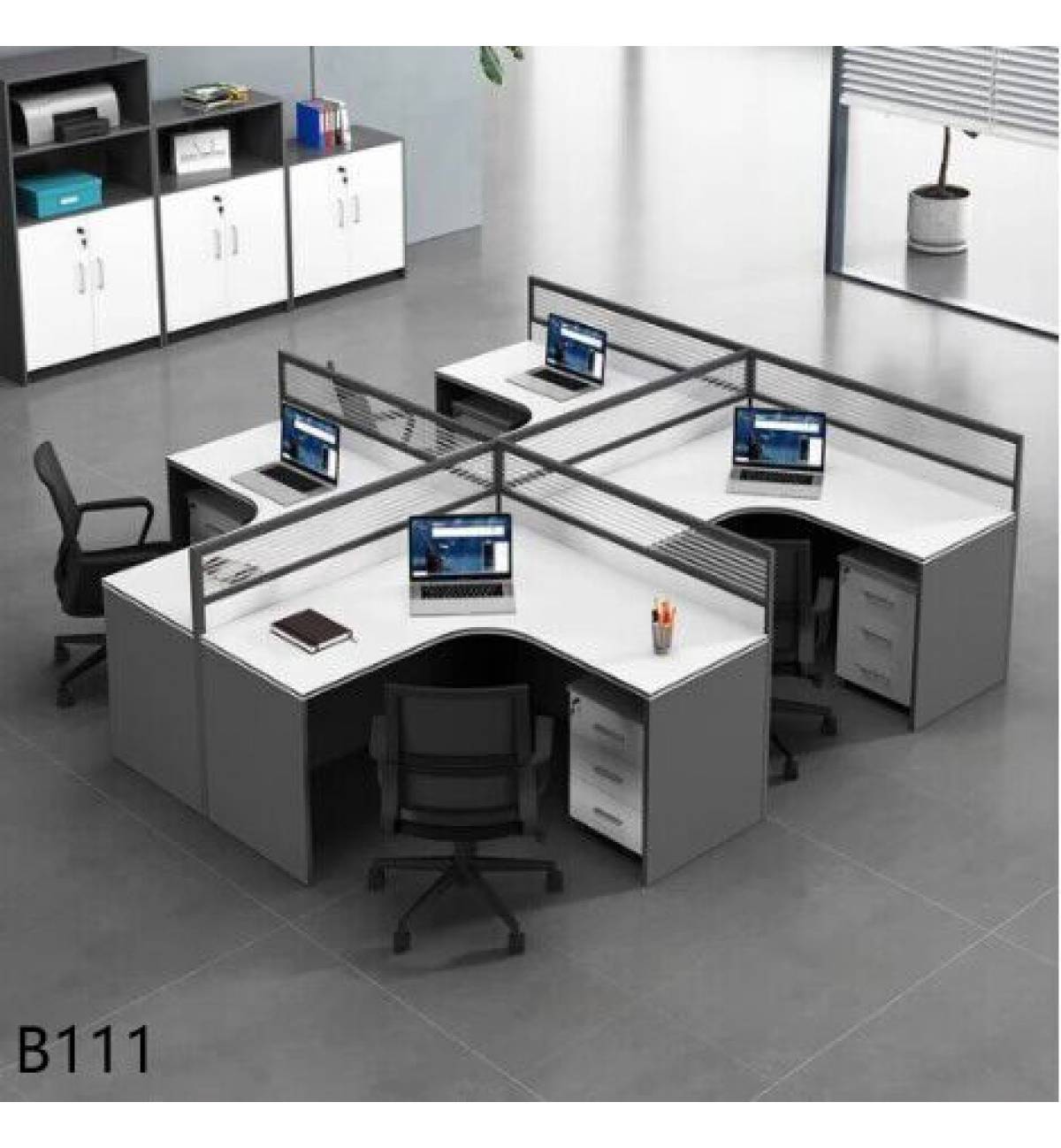 B111 L Shape Executive Workstation w Pedestal, Office Table, System ...