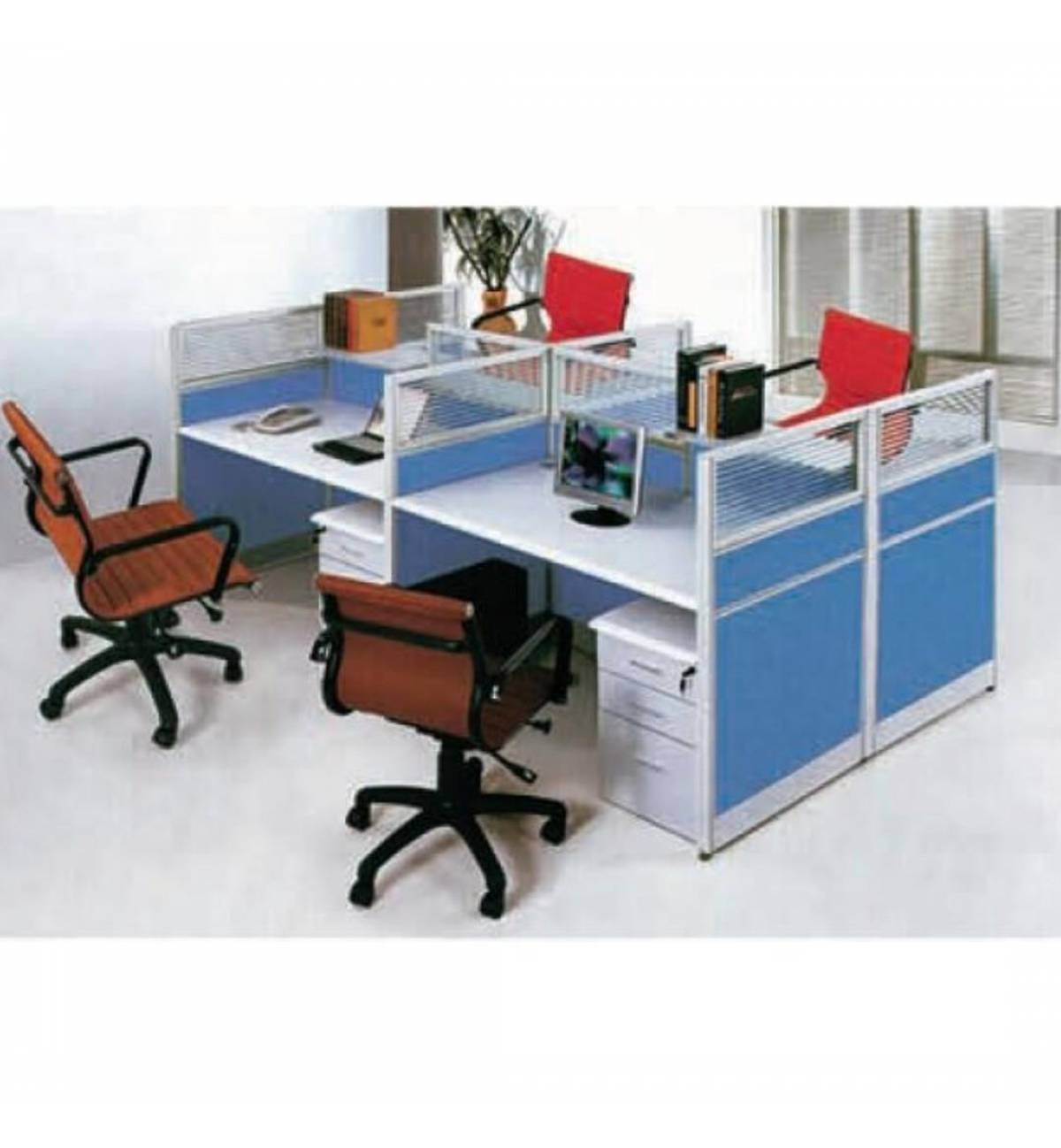 B38 Office Table With Partition Workstation Without Assembly办公室 办公桌 工作桌 ...