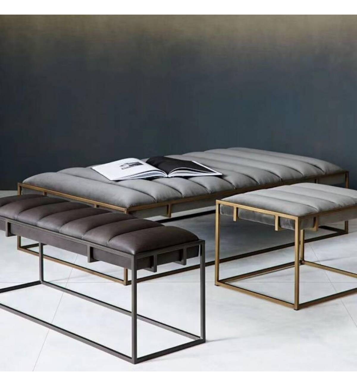 00F Vintage/Loft/Industrial Cushion Bench
