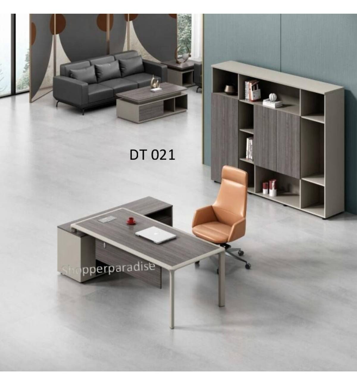 DT 021 Director Table w L Shape Cabinet