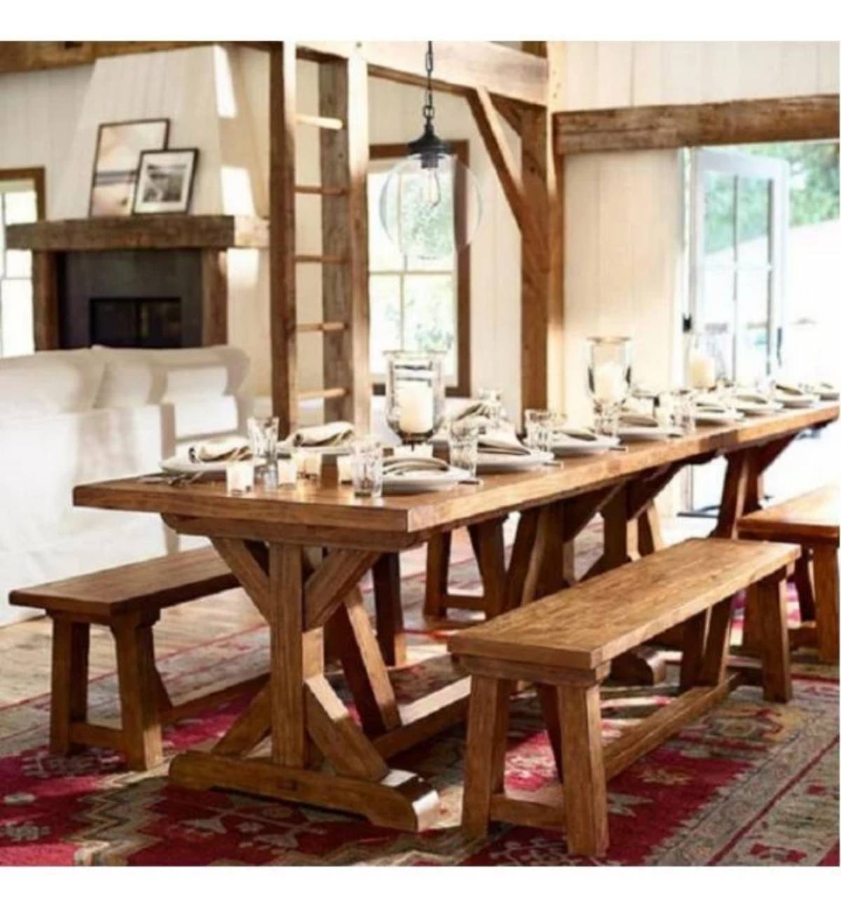 E017 PO Solid Wood Dining Table Bench E
