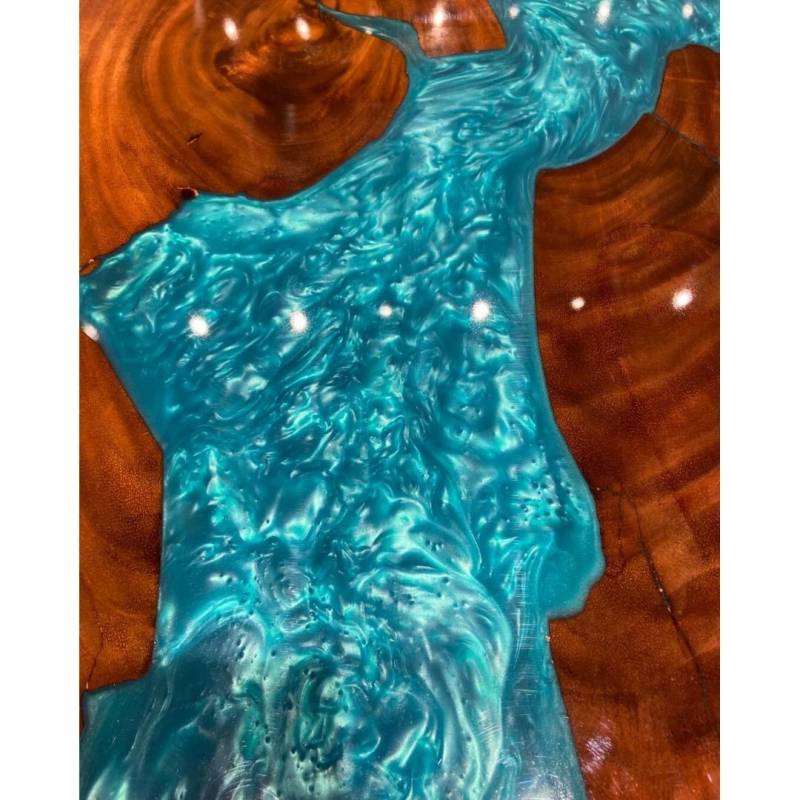 ERW 007, Epoxy South America Resin Walnut Table, River Resin Walnut Table