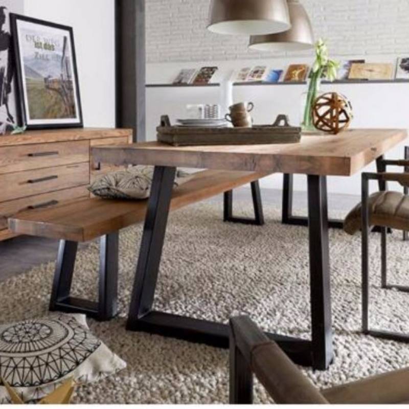 TSDT 00A Solid Wood Dining Table, Solid Wood Bench