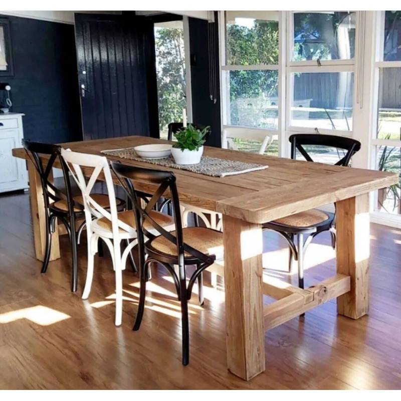 TSDT 021 Mid Century Solid Wood Table, Country Style, Rustic Finish