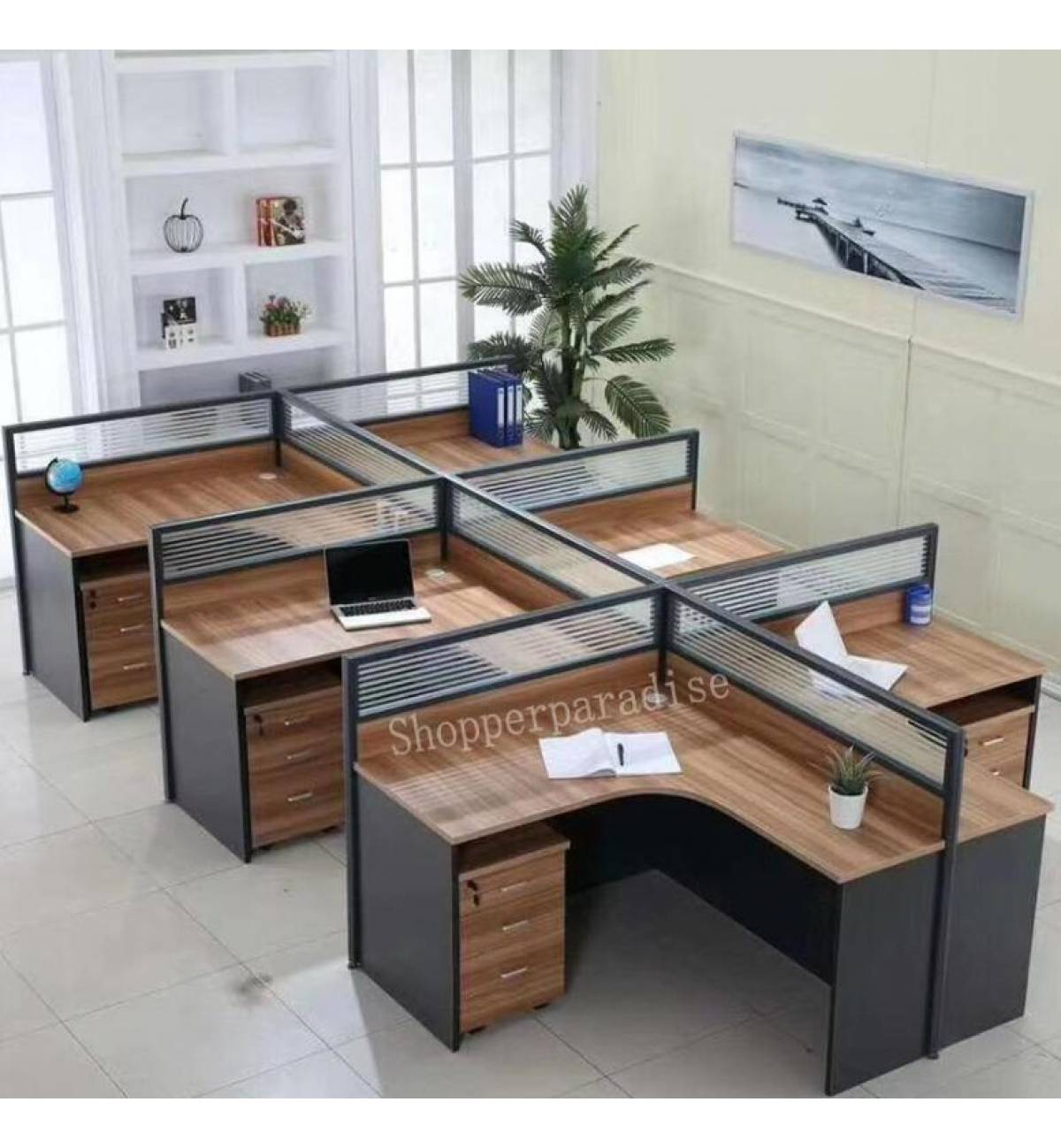 B152 L Shape Executive Workstation With Pedestal Office Table System ...